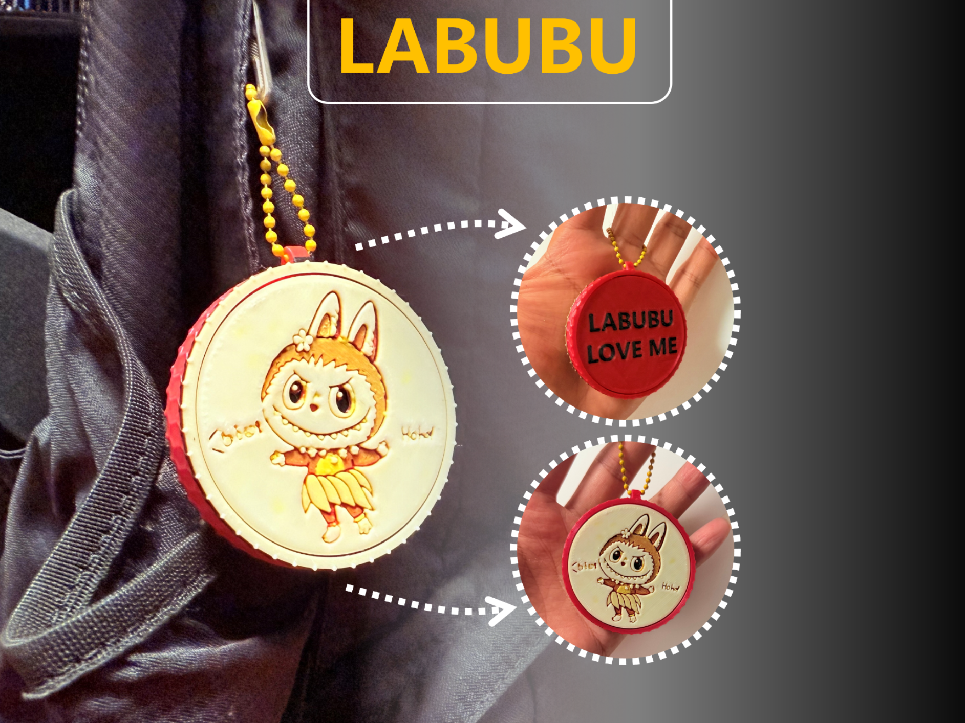 Multicolor - Labubu (LABUBU LOVE ME) - Pendant by Bai guo MakerWorld ...