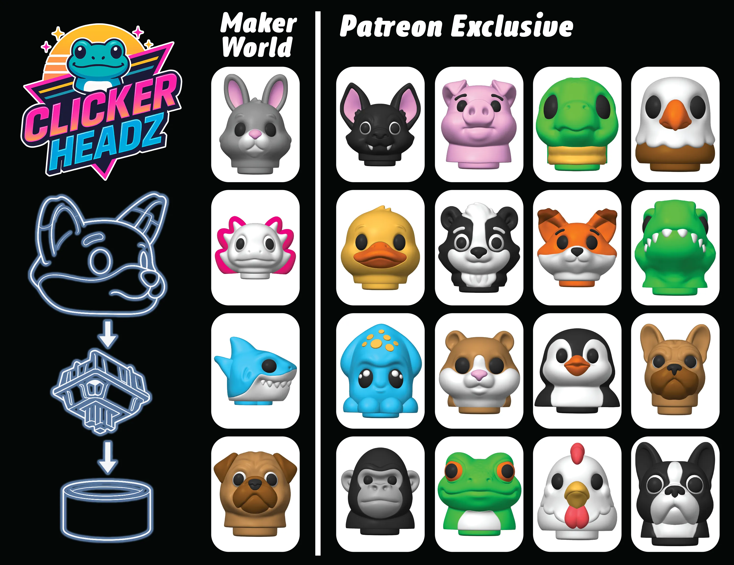 ClickerHeadz - Axolotl Keyboard Clicker and Keychain - Free 3D Print ...