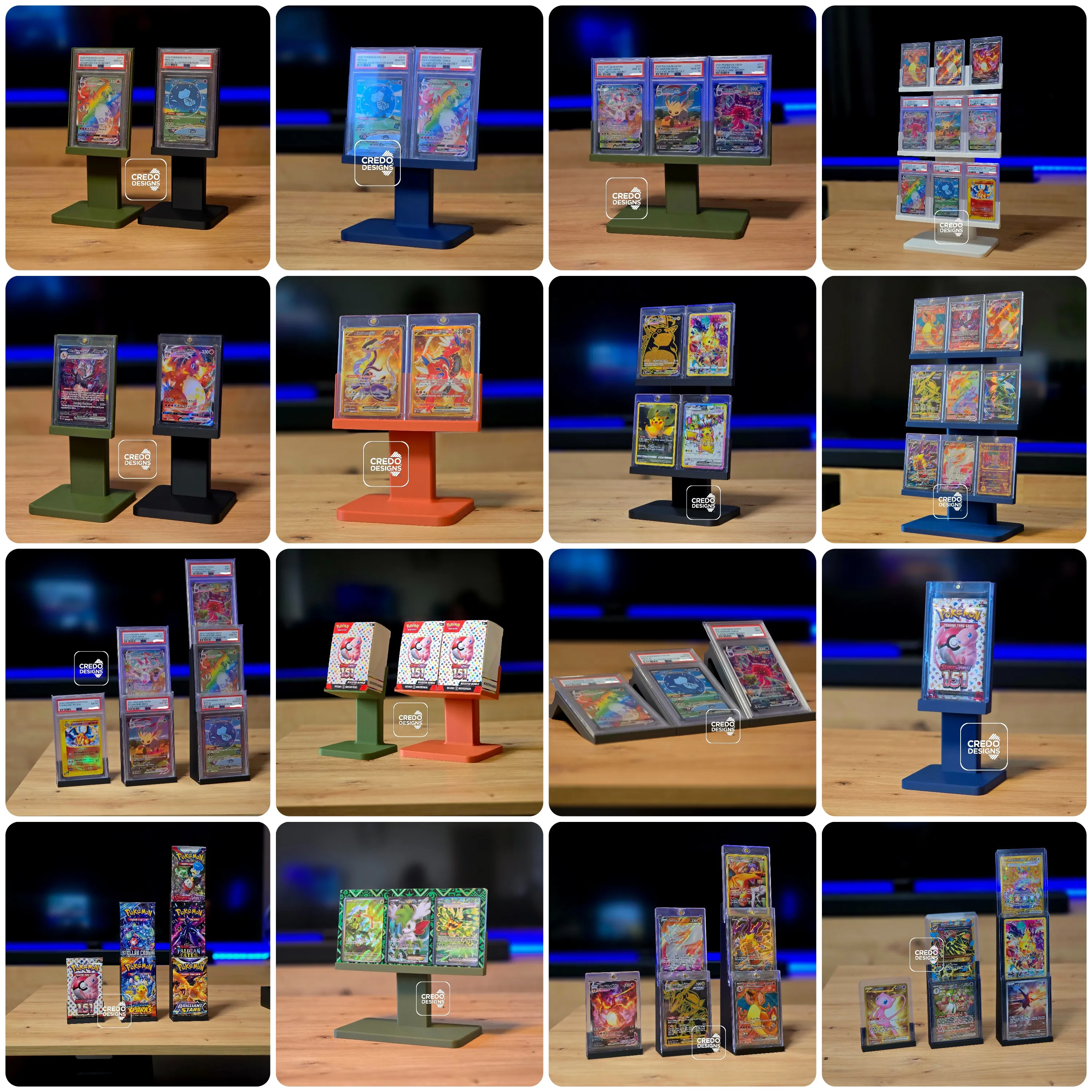 Pokémon PSA Slab Dual Card Modern DIsplay Stand by Credo Designs ...