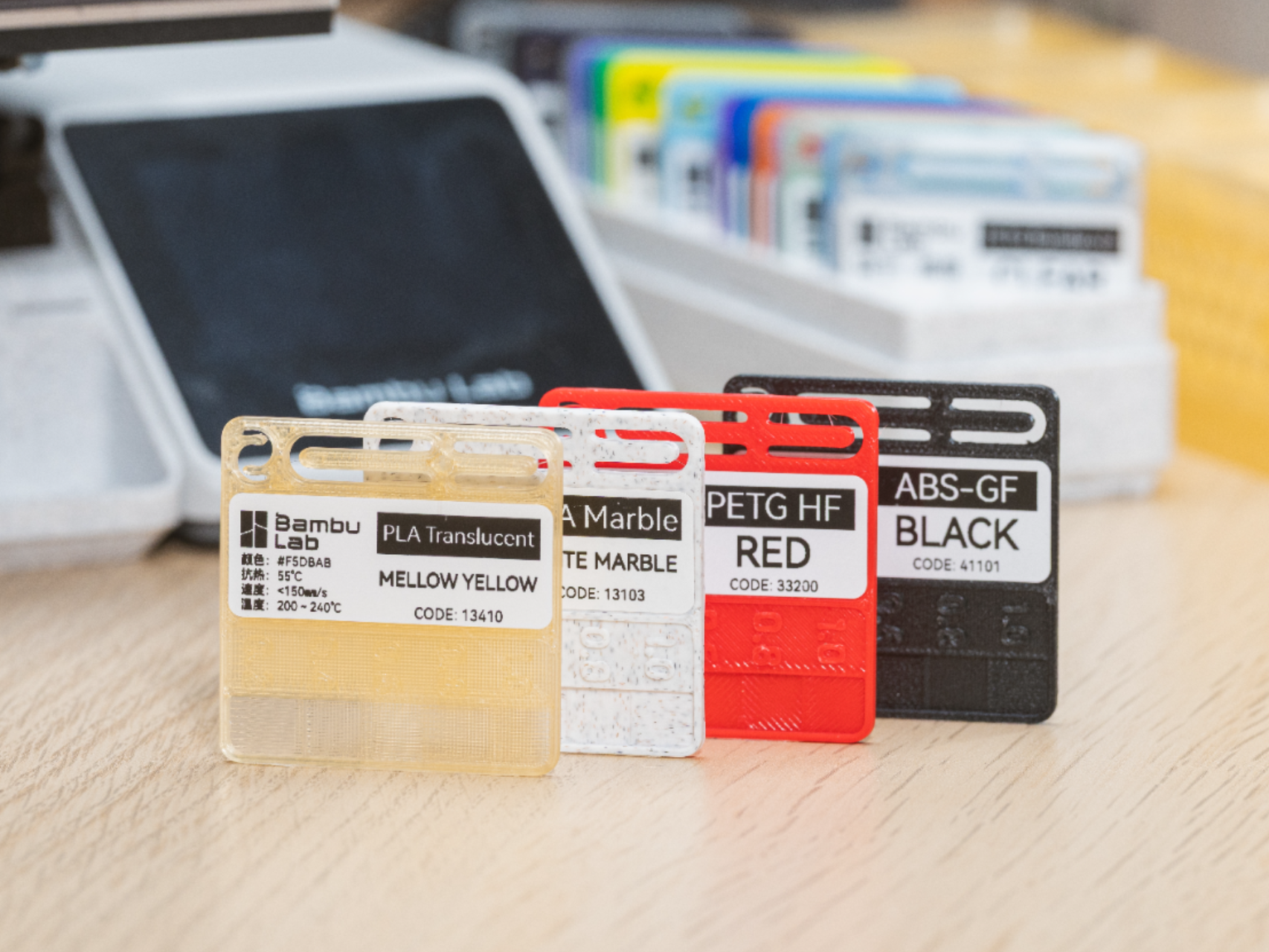 Labeled Multi-purpose Filament Swatch Card (42mm size), only 3g, 12 ...