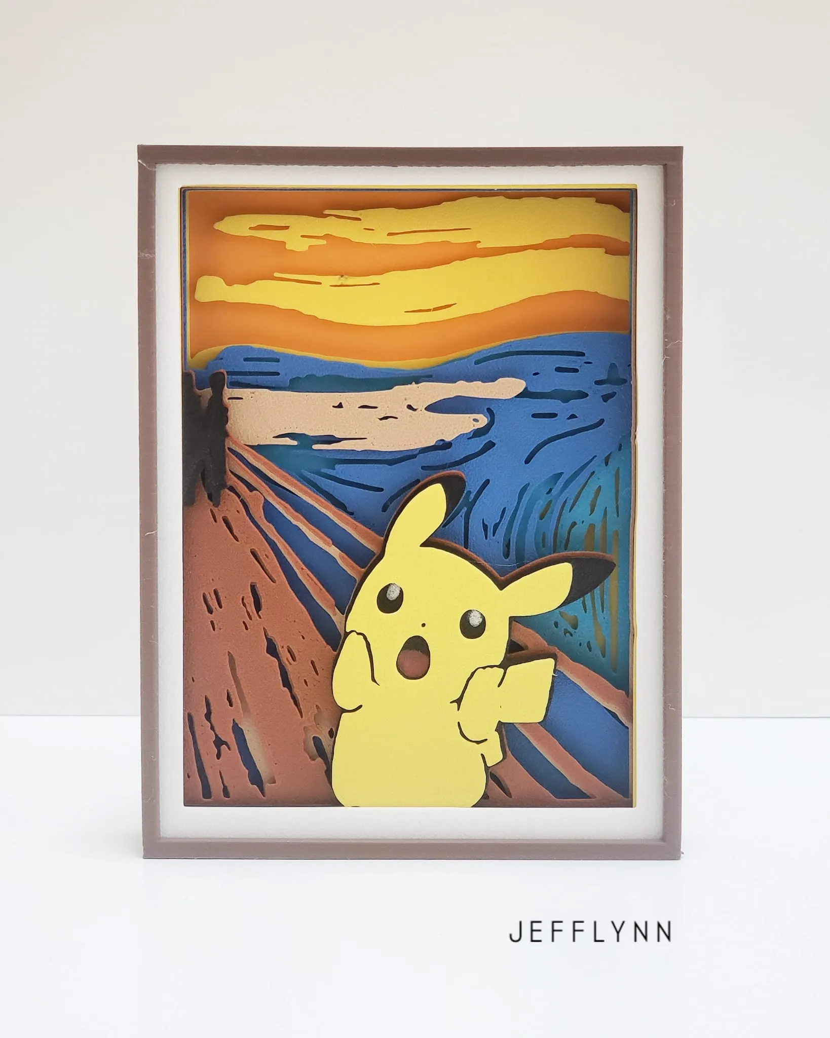 Pikachu in "The Scream" Painting - Shadow Box by Jefflynn MakerWorld ...