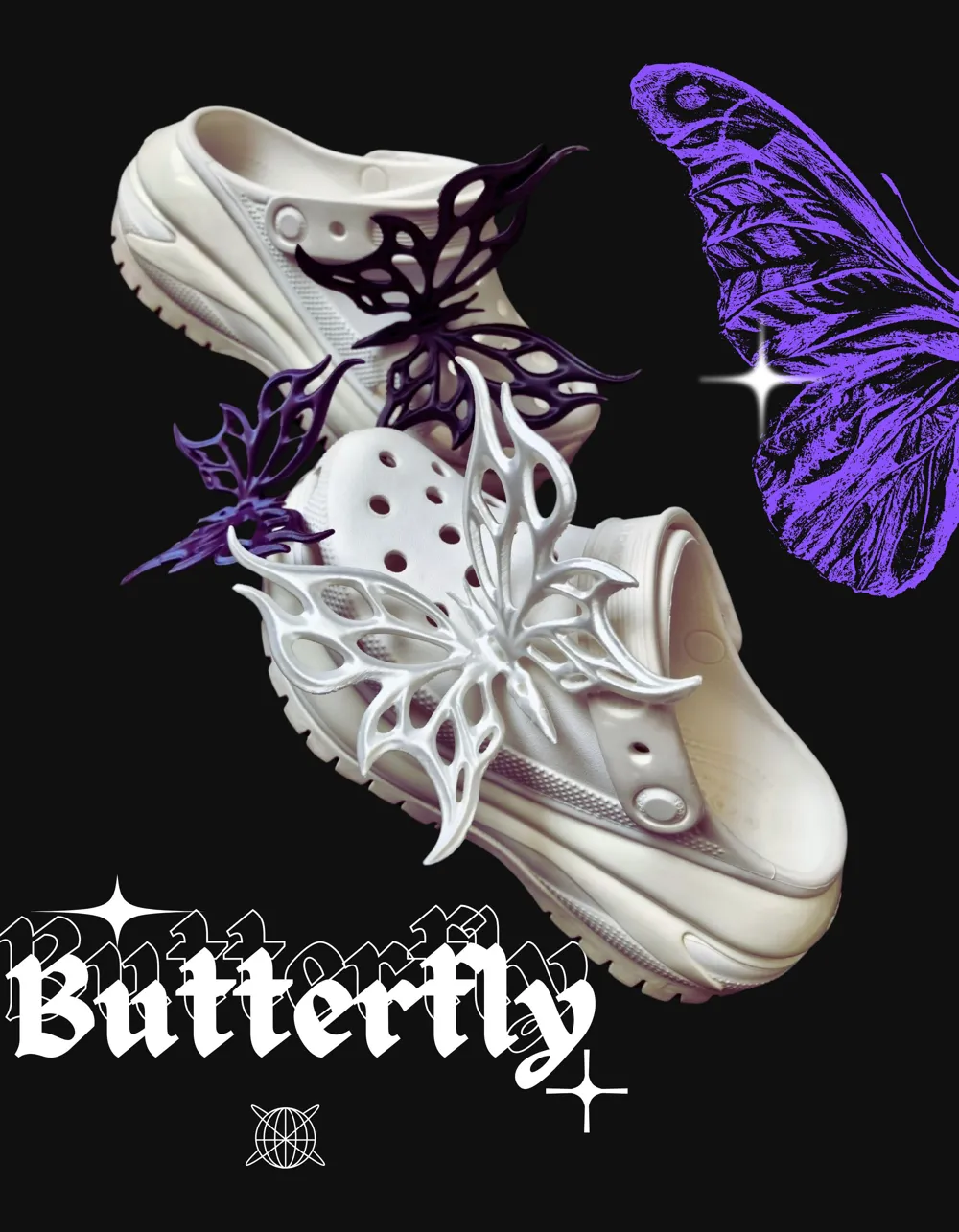 Fashionable Cyberpunk Butterfly Shoe Flower Crocodile Shoe Crocs by ...