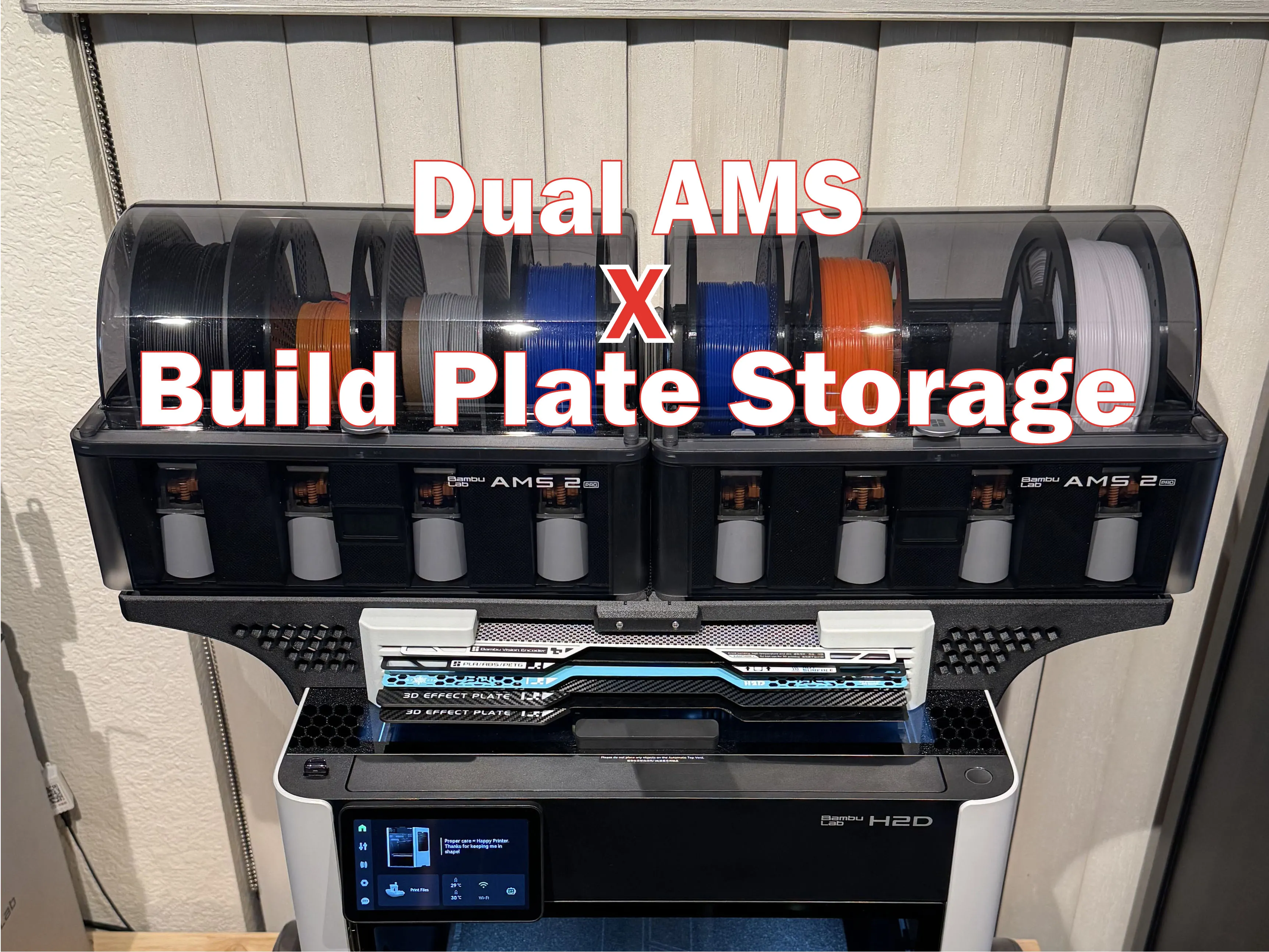 HKR H2D / H2S / H2C BUILD PLATE STORAGE, AMS MOUNT - Free 3D Print ...