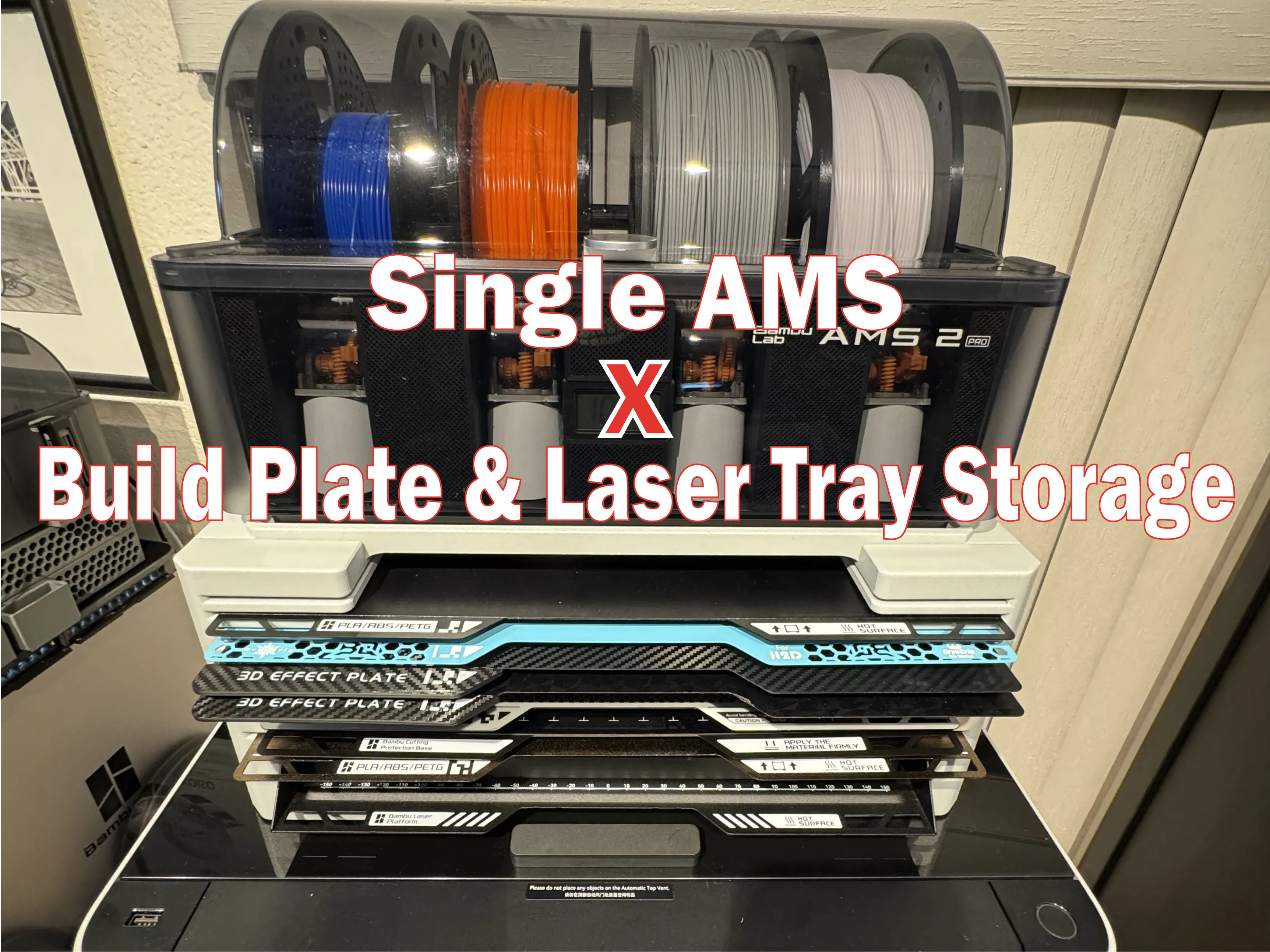 HKR H2D / H2S / H2C BUILD PLATE STORAGE, AMS MOUNT - Free 3D Print ...