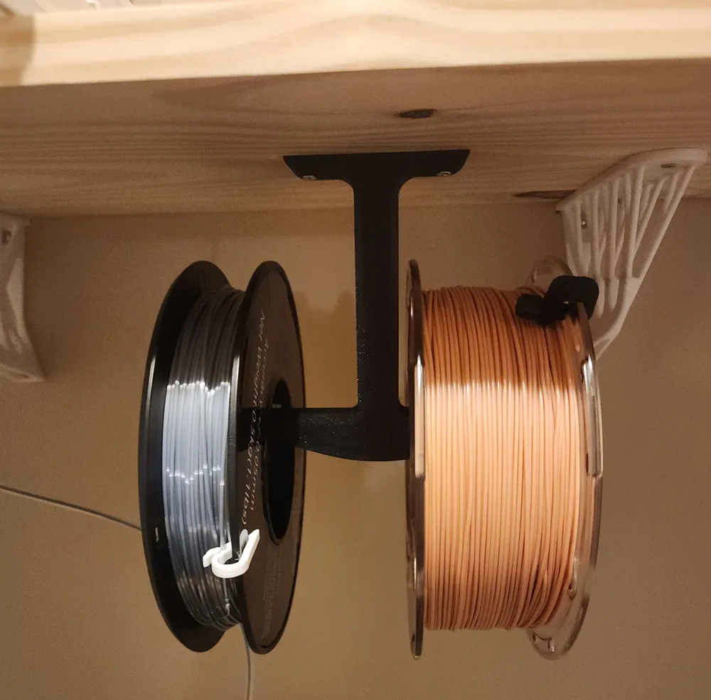Under desk/shelf dual filament spool holder - Free 3D Print Model ...