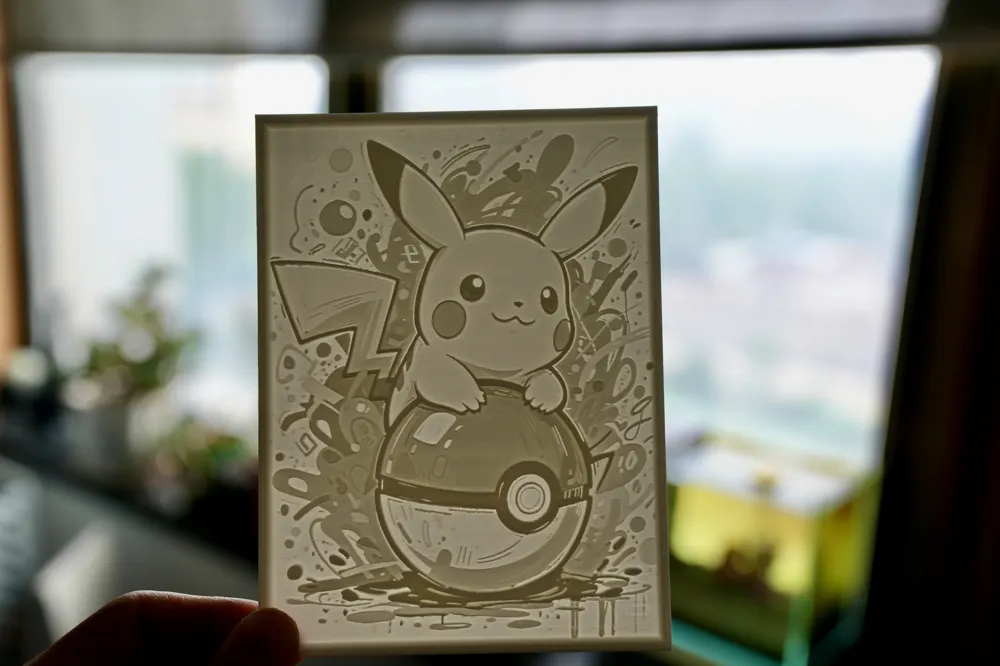 Pokémon Pikachu Pokeball lithophane by 美度三维 MakerWorld: Download Free ...