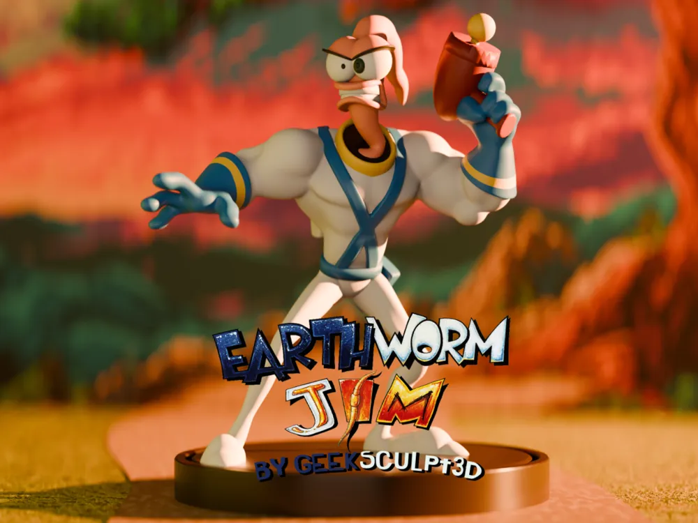 Earthworm Jim Figurine – Retro Game Art by GeekSculpt3D MakerWorld ...