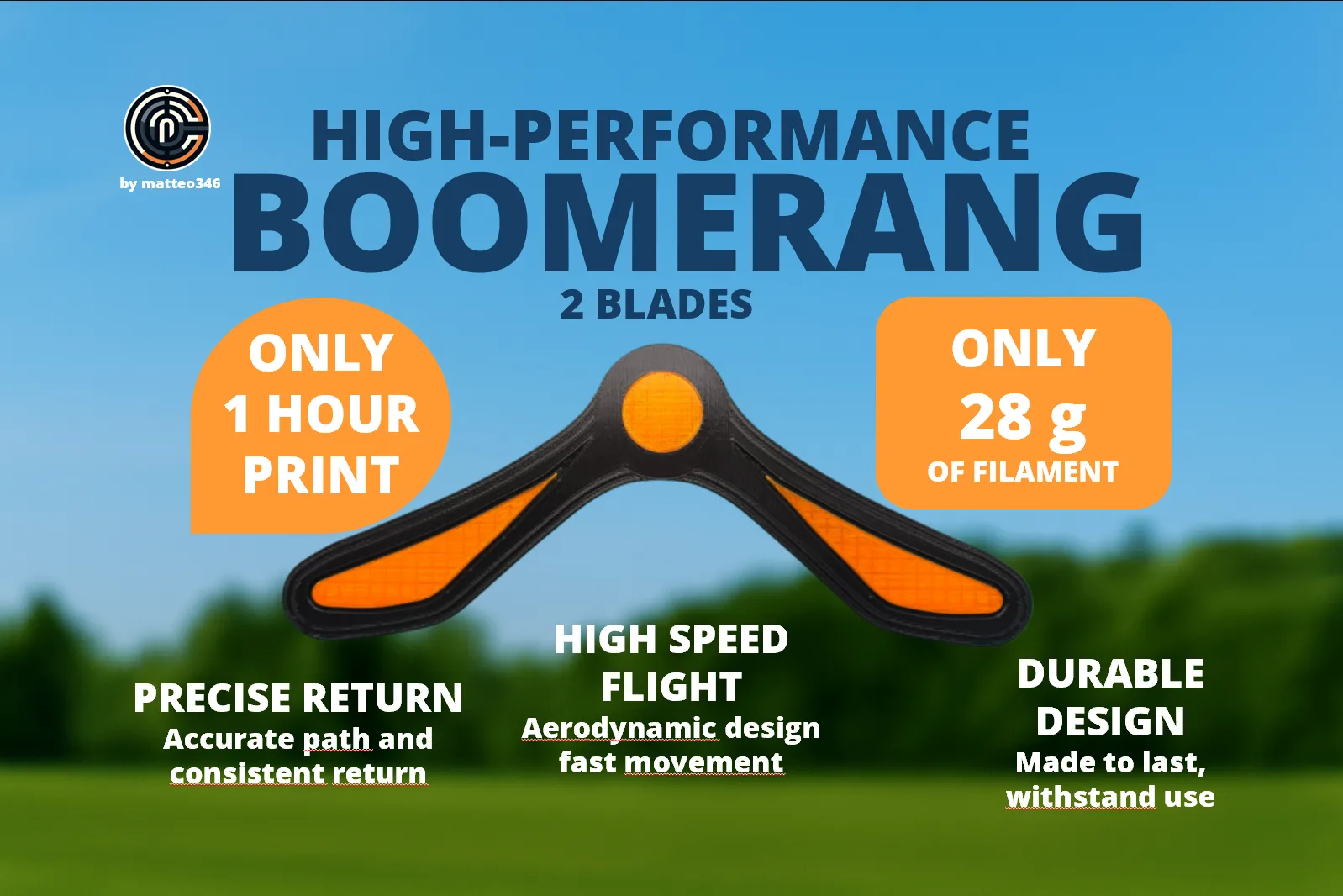 EASY-TO-USE BOOMERANG - Free 3D Print Model - MakerWorld