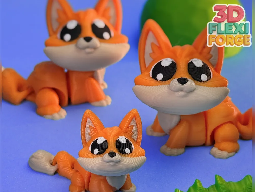 Flexi Cute Fox Print-in-place & Keychain - Free 3D Print Model - MakerWorld