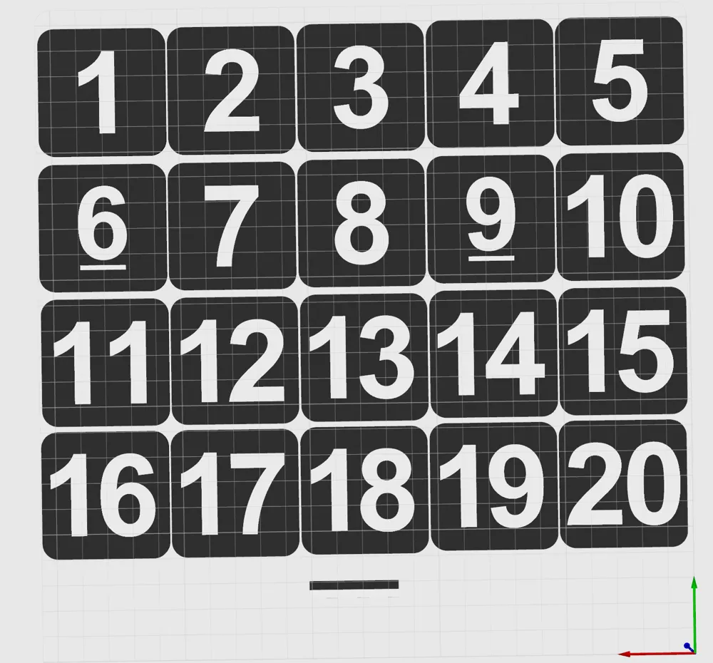Square Number Tags (1-20) - Free 3D Print Model - MakerWorld