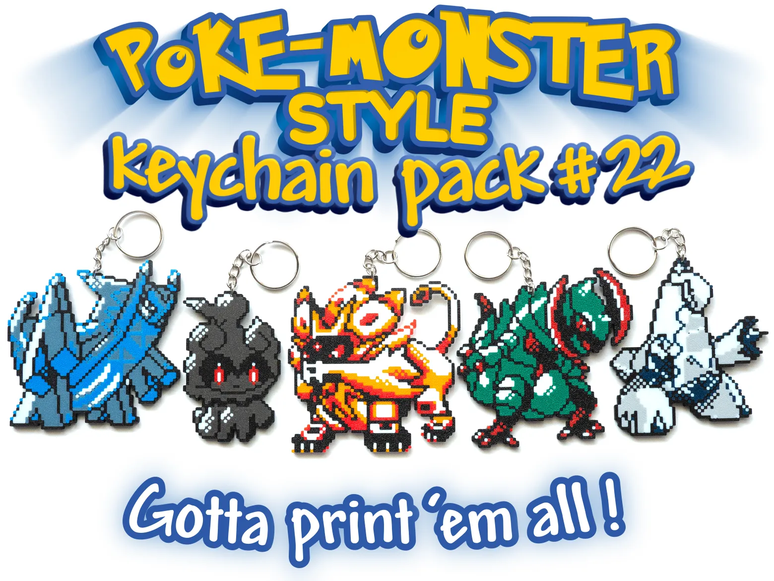 Poke-monster Keychain Pack #29 - Dialga, Palkia by Powerpill.prints ...