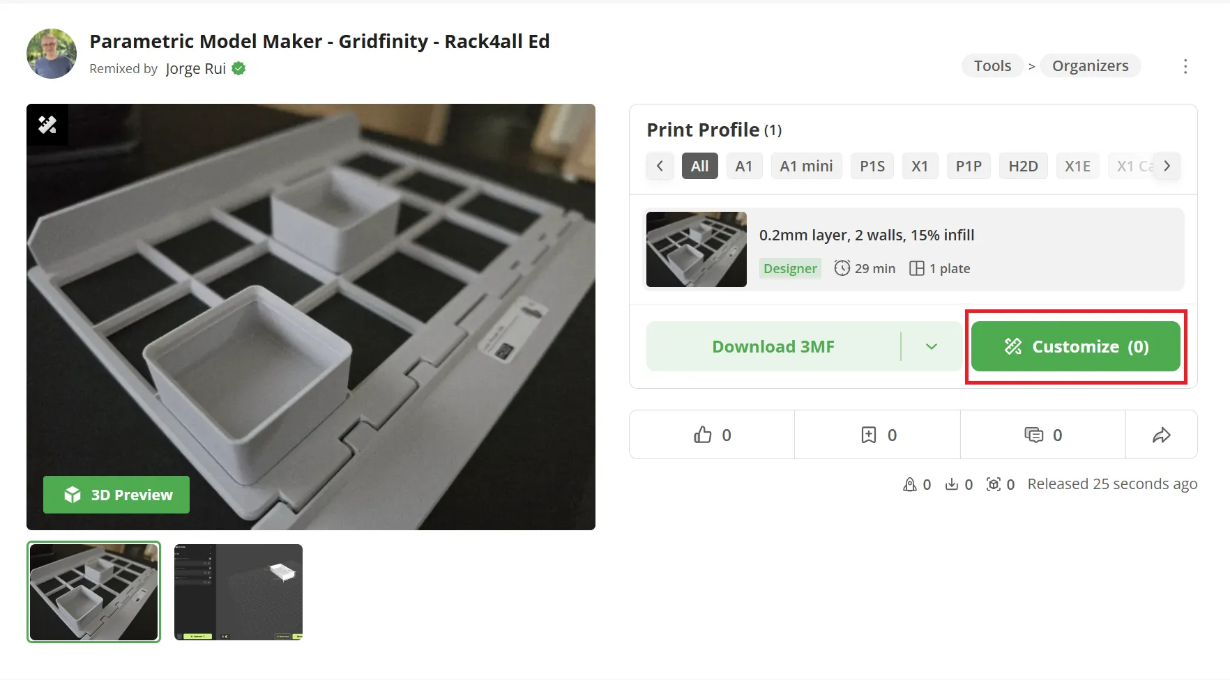 Parametric Model Maker - Gridfinity - Rack4all Ed - Free 3D Print Model ...