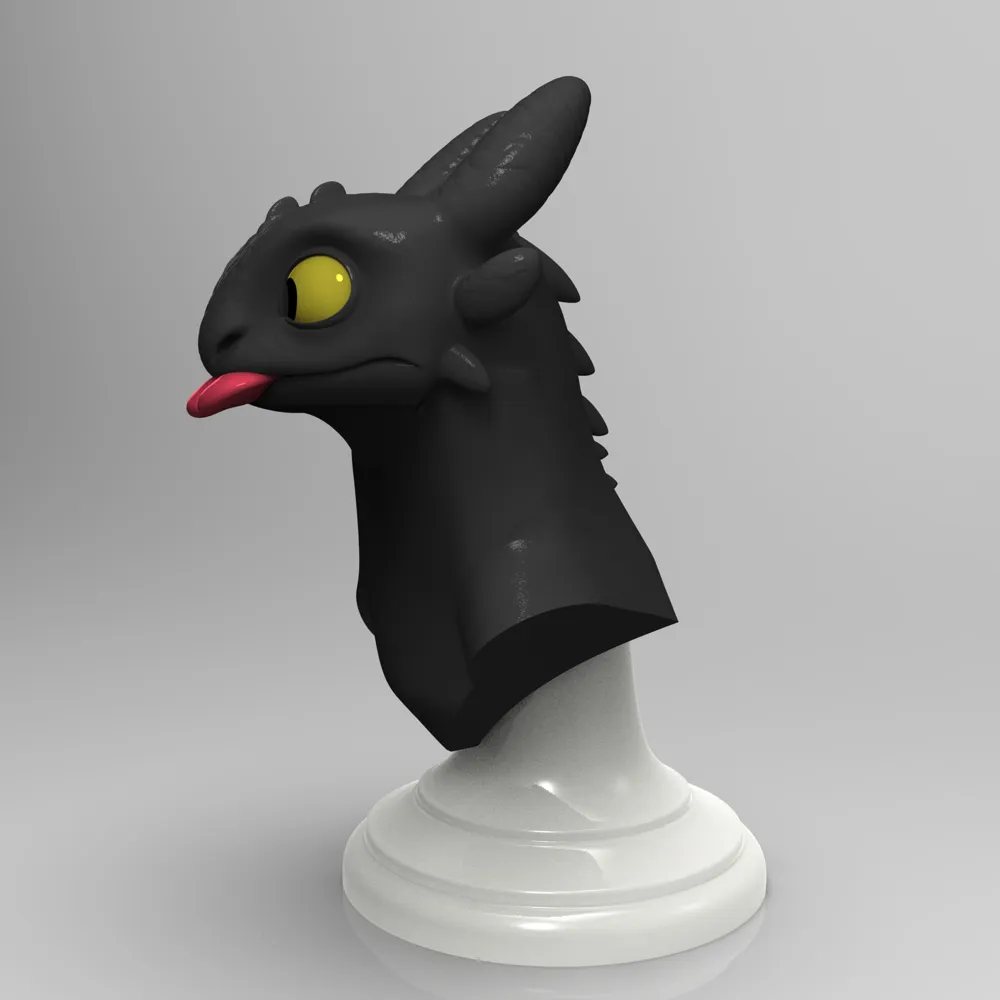 Toothless Night Fury – Playful Bust STL - Free 3D Print Model - MakerWorld