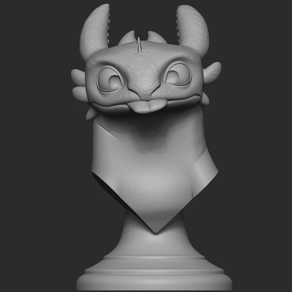 Toothless Night Fury – Playful Bust STL - Free 3D Print Model - MakerWorld