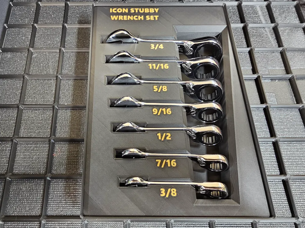 ICON SAE Stubby Ratchet Wrench Set - Gridfinity by Ghostrider9310 MakerWorld: Download Free 3D ...