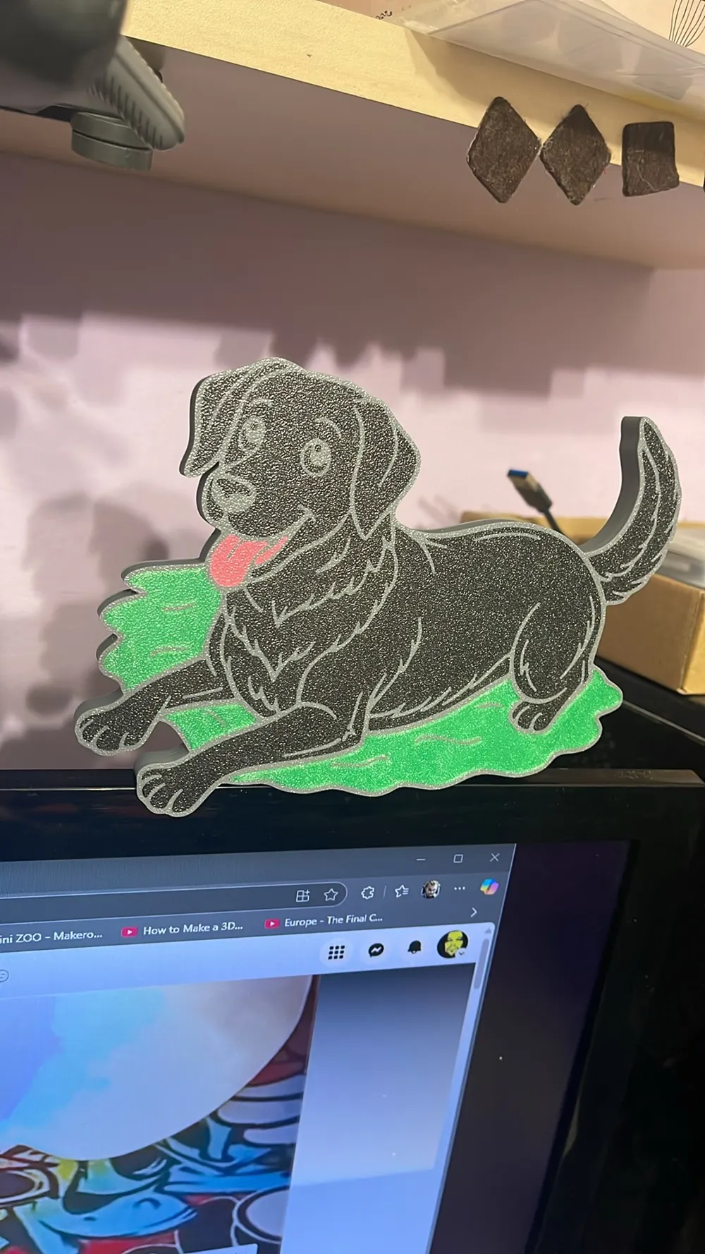 Cartoon Black Labrador Monitor Buddy (3 variants) by ideat0m MakerWorld ...