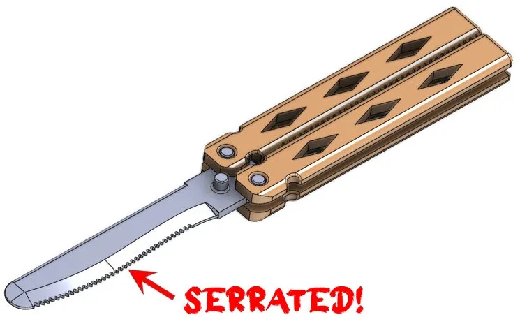 Serrated Butterfly Knife -Balisong- Print in Place by Sanford Prime ...