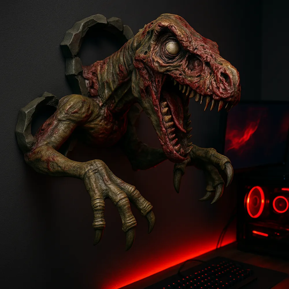 Zombified Velociraptor Wall Mount Dino Horror by Ryan @ TheMajinLab ...