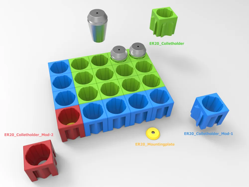 Modular ER20 Collet Rack / Tray / Stand by TechTom MakerWorld: Download ...