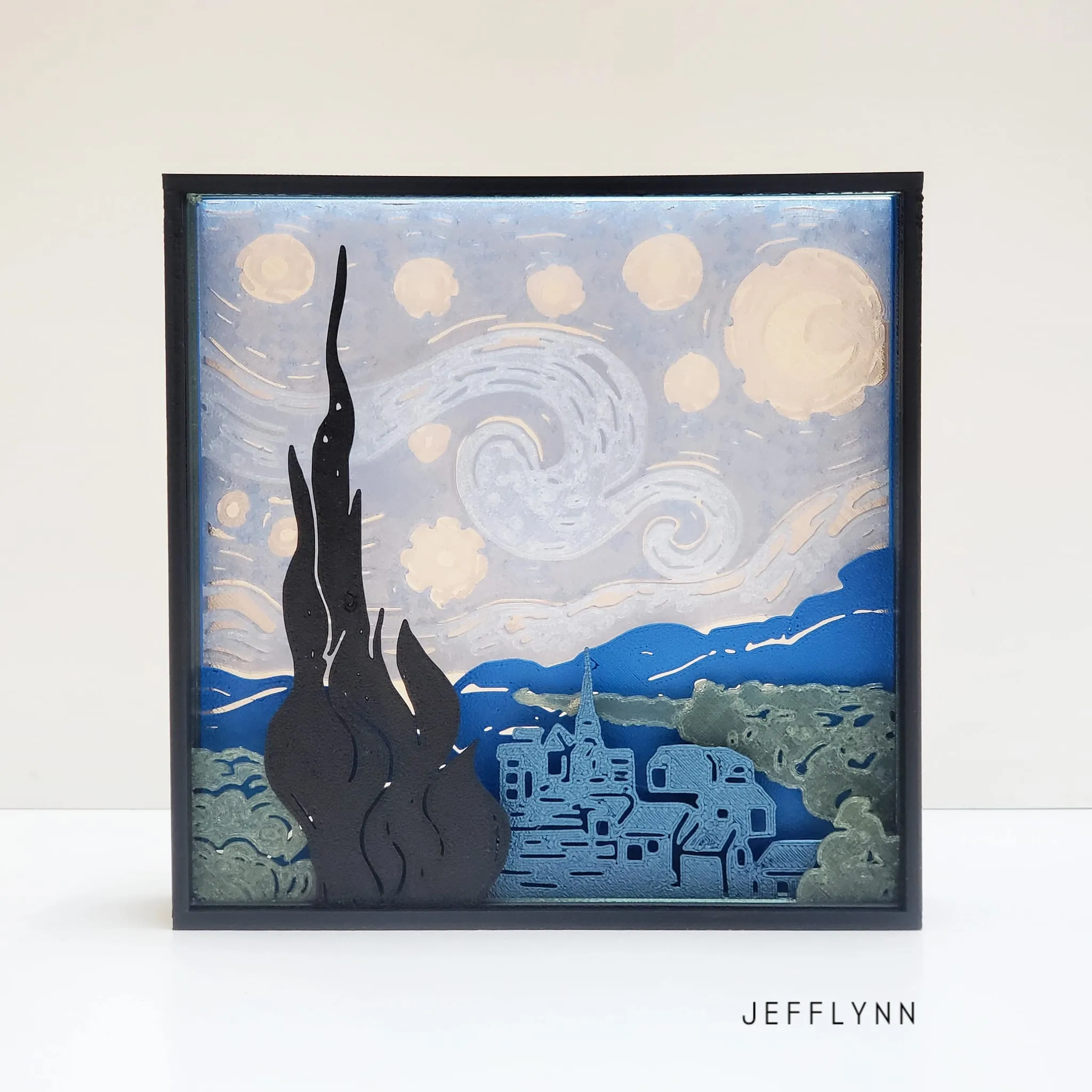 The Starry Night Layered Art - Shadow Box by Jefflynn MakerWorld ...