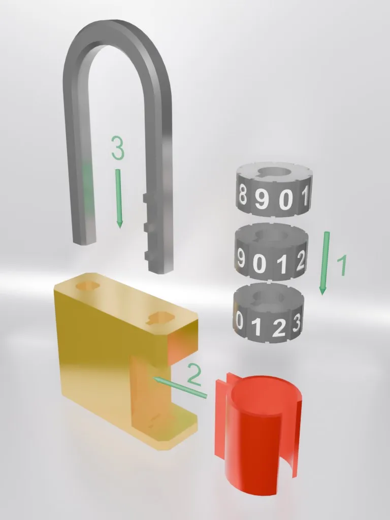 Locksmith3000 – 3-Digit Combination Padlock - Free 3D Print Model ...