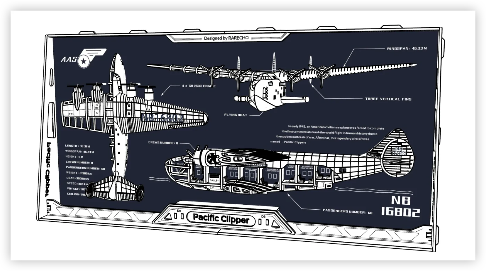 2.5D Framed Blueprint | Pacific Clipper | Pacific Clipper by Rarecho ...