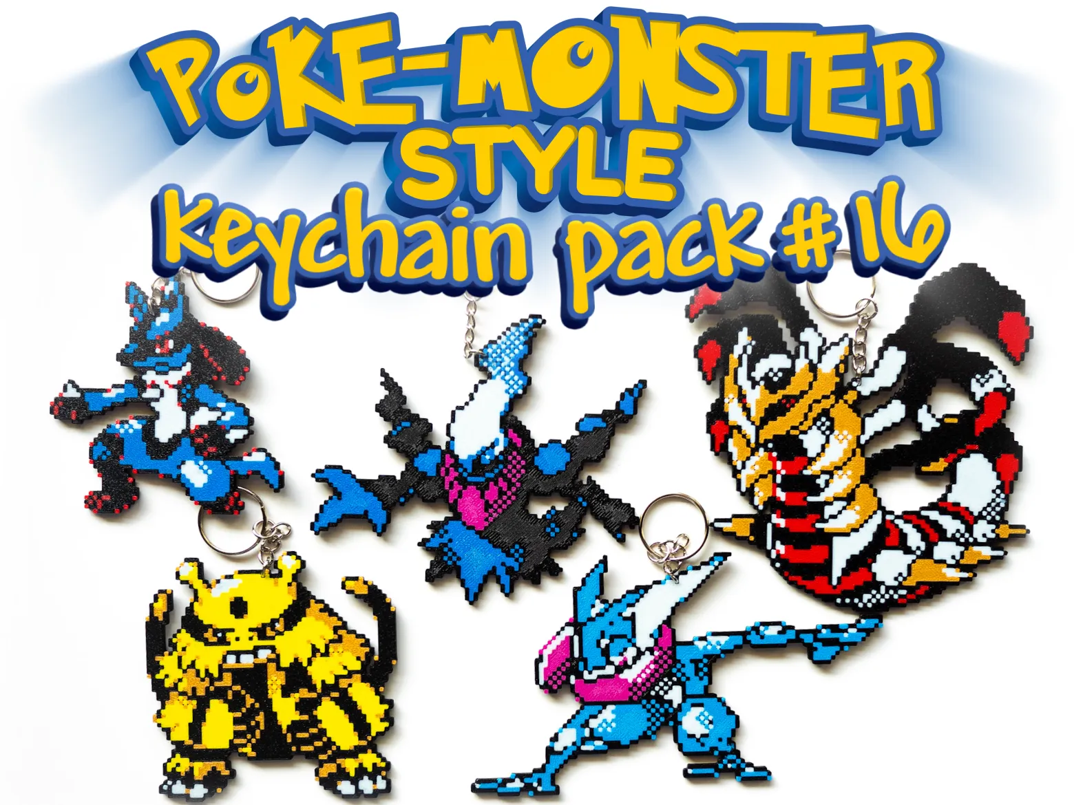 Poke-monster Keychain Pack #30 - Geodude, Koffing by Powerpill.prints ...