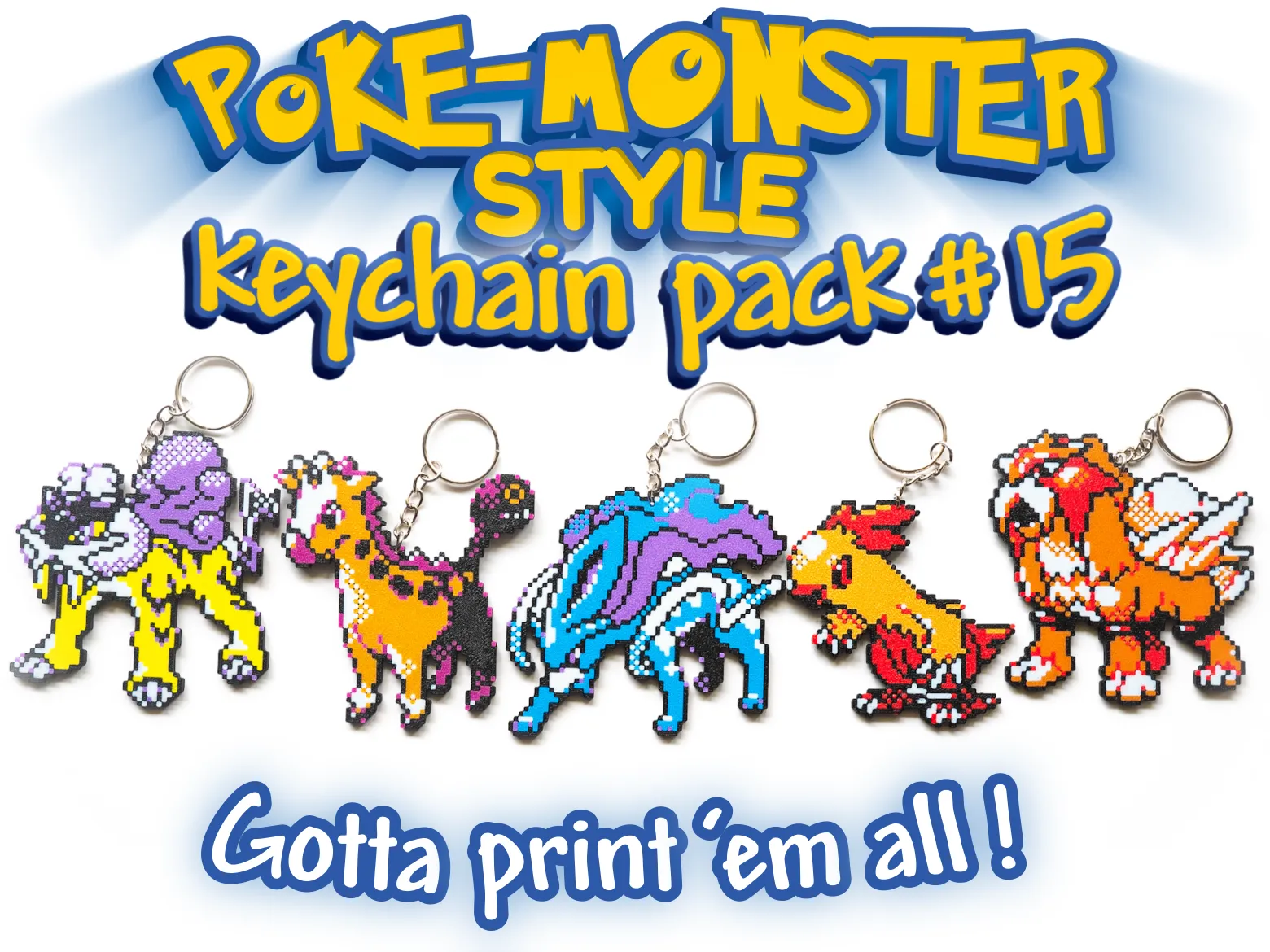 Poke-monster Keychain Pack #30 - Geodude, Koffing by Powerpill.prints ...