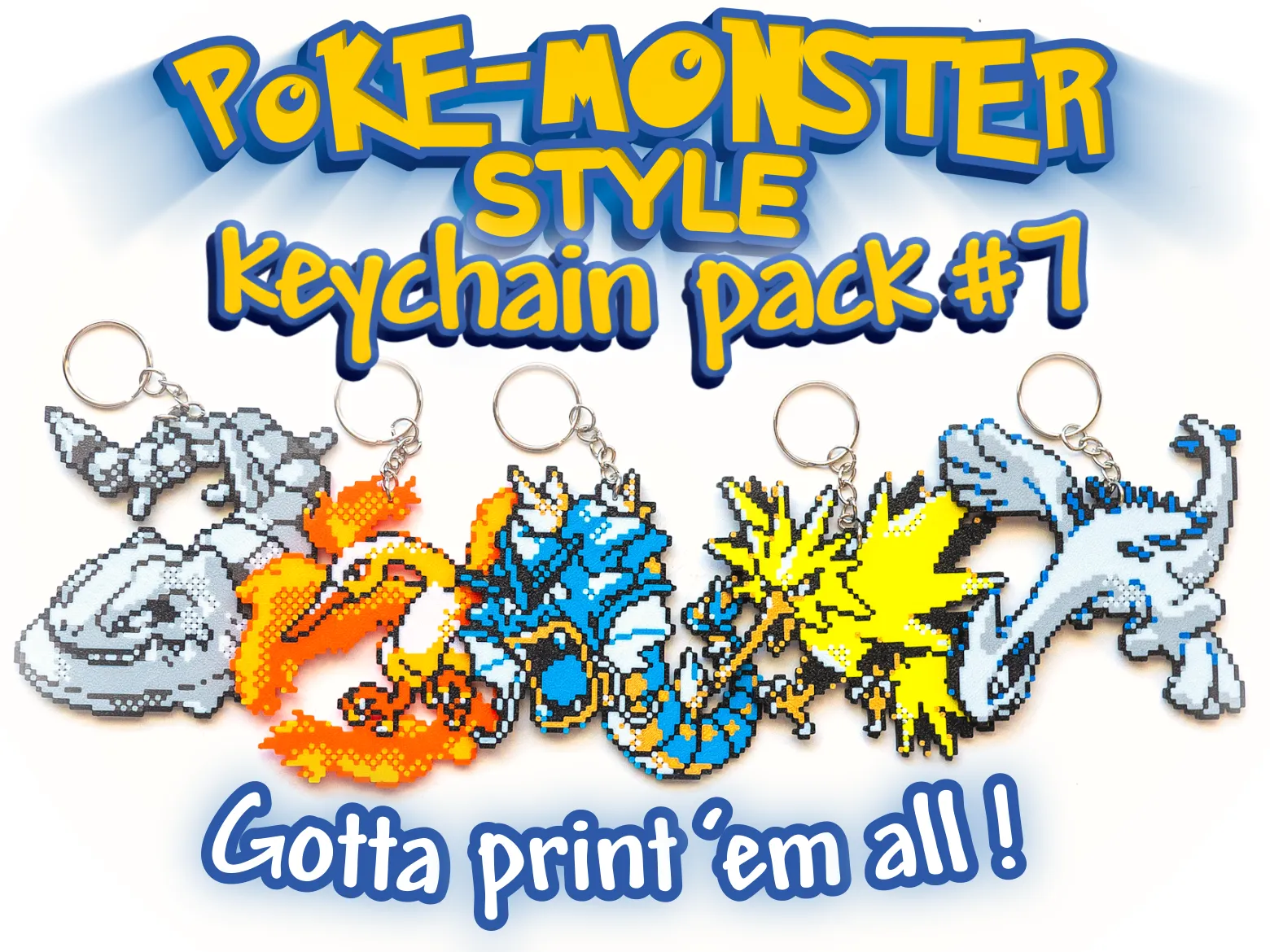 Poke-monster Keychain Pack #30 - Geodude, Koffing by Powerpill.prints ...