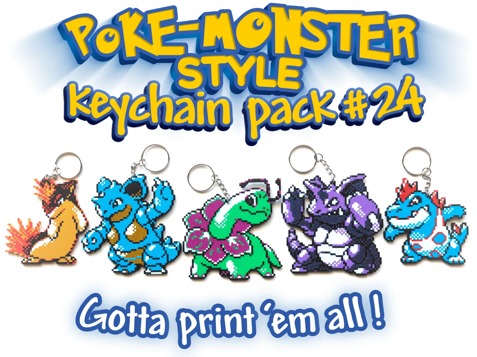 Poke-monster Keychain Pack #30 - Geodude, Koffing by Powerpill.prints ...