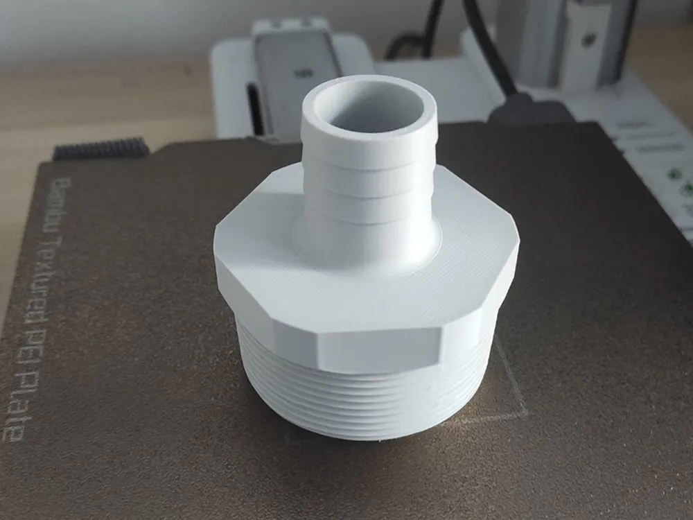 2" NPT Pipe Thread to 1" Barb Fittings/Connectors - Free 3D Print Model ...