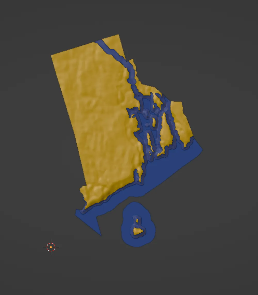Rhode Island, USA (RI) Topographic Map with Rivers - Free 3D Print ...