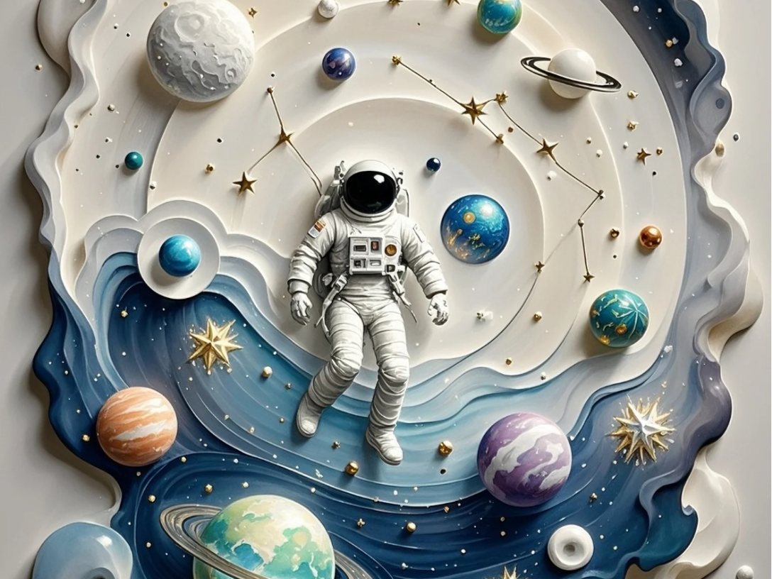 Hyperdimensional Interstellar Cosmic Astronaut Stone Carving Painting ...