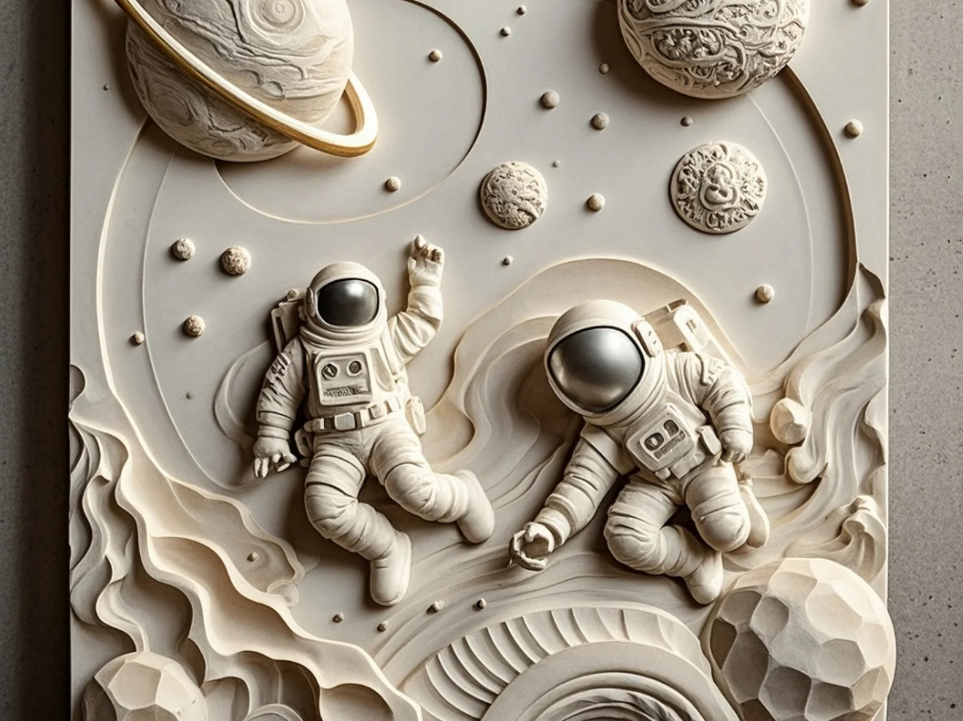 Hyperdimensional Interstellar Cosmic Astronaut Stone Carving Painting ...