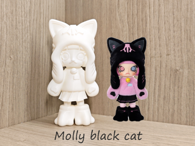 Pop Mart Molly black cat (100mm, 2.5h, 40g!) by qianchen MakerWorld: Download Free 3D Models