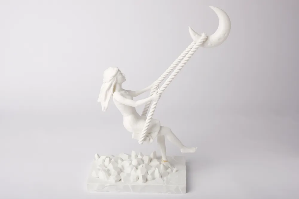 Swing to the Moon Sculpture – Dreamy Art Piece by Sculturissimo3D ...
