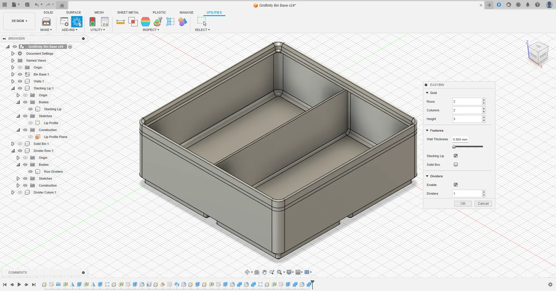 Easy to Use Gridfinity Parametric Bins (Fusion) - Free 3D Print Model ...