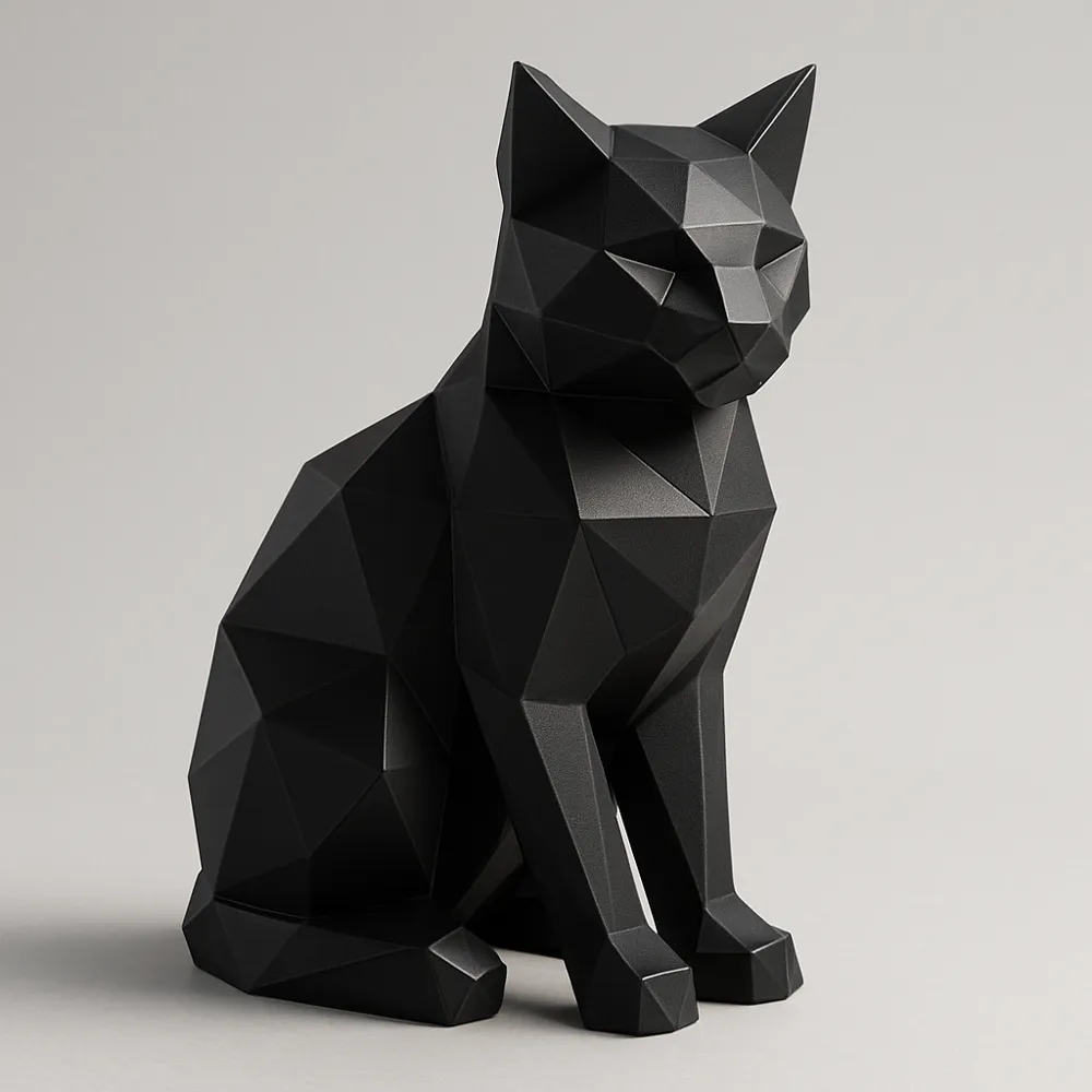 Modern Geometric Low Poly Cat Art - Free 3D Print Model - MakerWorld