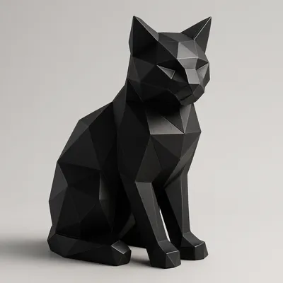 Modern Geometric Low Poly Cat Art - Free 3D Print Model - MakerWorld