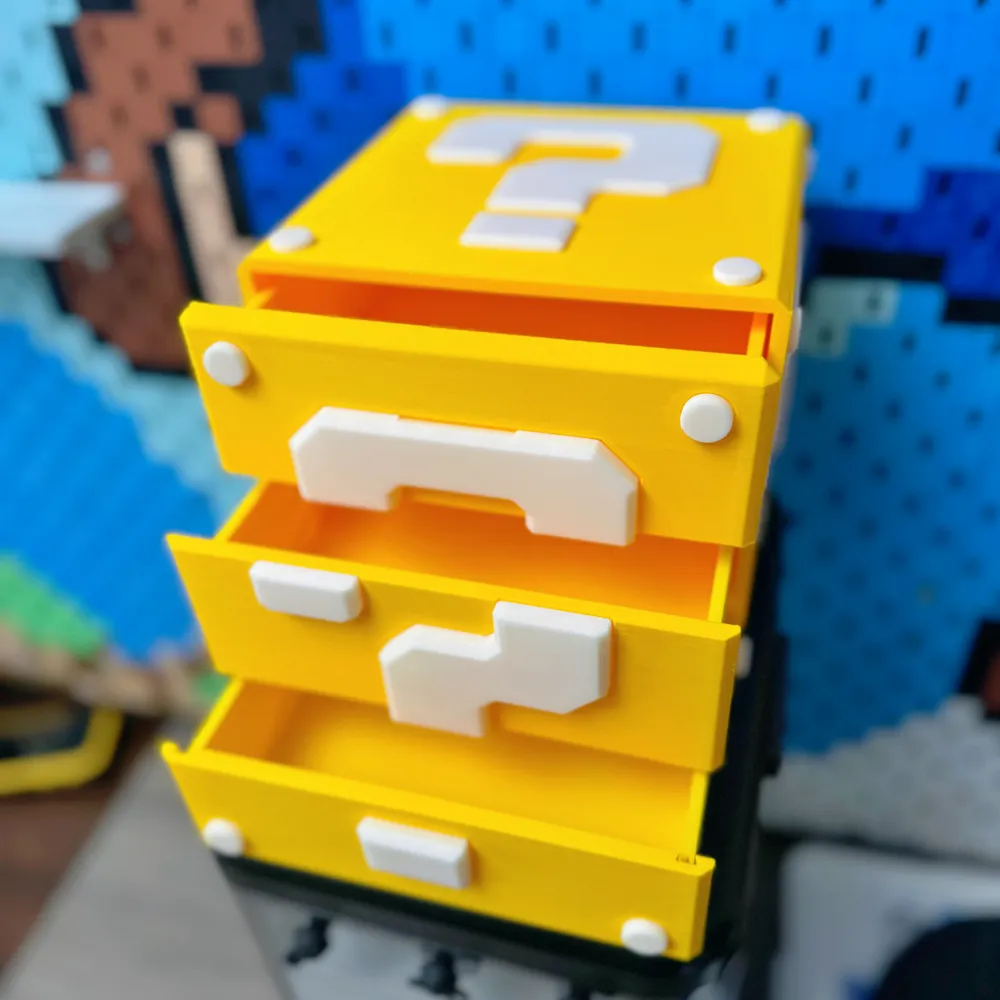 Mario Super Mario Question Mark Block Storage Box - 3-layer drawer ...