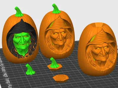 Pumpkin - Carved Witch Face by Timberlake Creations MakerWorld ...