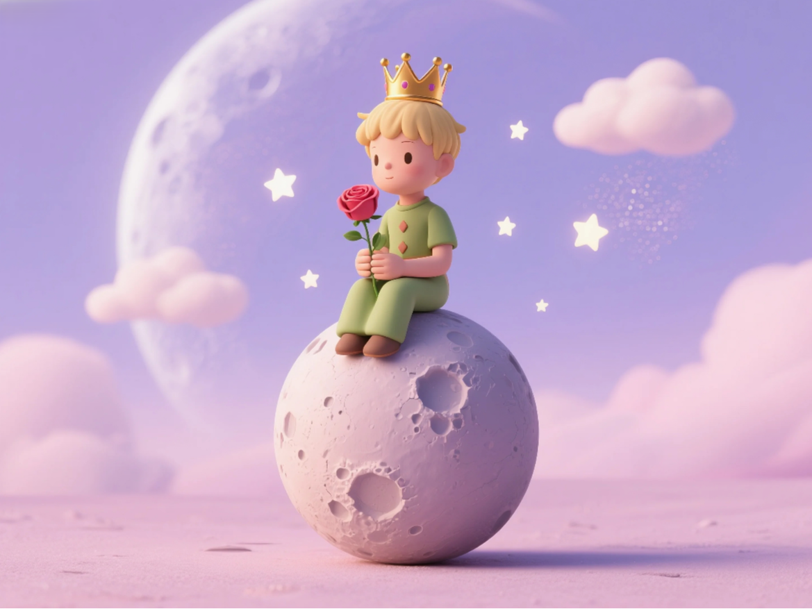 The Little Prince sitting on the moon Print in Place for A1 mini by why ...