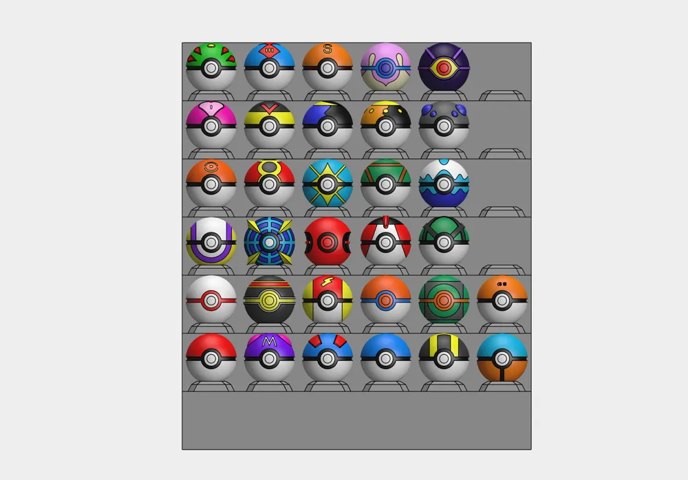 Set Pokeball (Diameter 70 mm) - Free 3D Print Model - MakerWorld