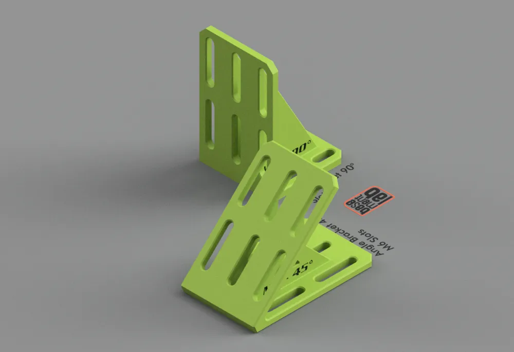 Strong Angle Bracket 45°- 90° / M6 - 1/4-20 Slots - Free 3D Print Model ...