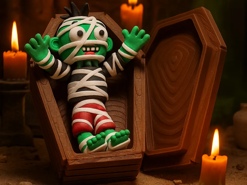 Cute Mummy in Coffin Flexi Toy – Halloween Decor - Free 3D Print Model ...