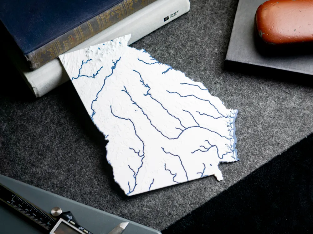 Georgia, USA (GA) Topographic Map - Free 3D Print Model - MakerWorld