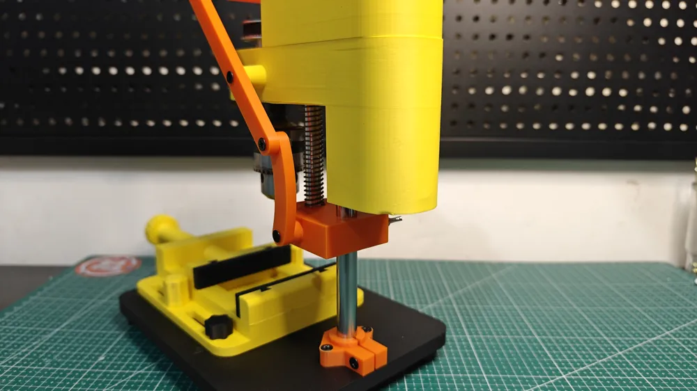 Desktop mini drill press with movable detachable clamp by user ...