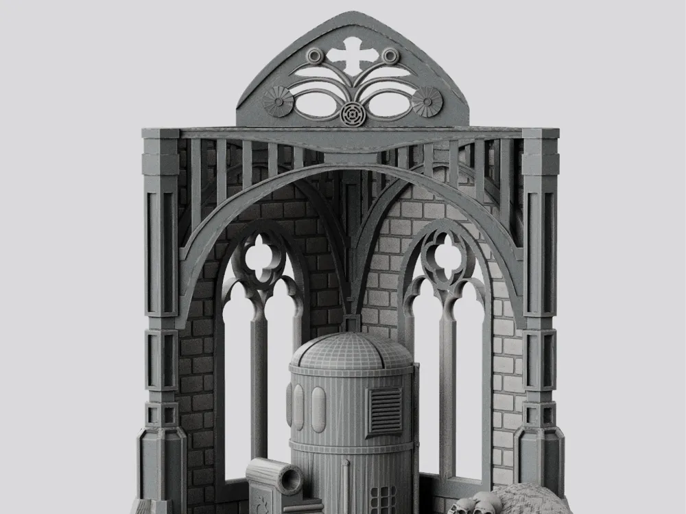 Gothic Space Cathedral Miniature Base - Free 3D Print Model - MakerWorld
