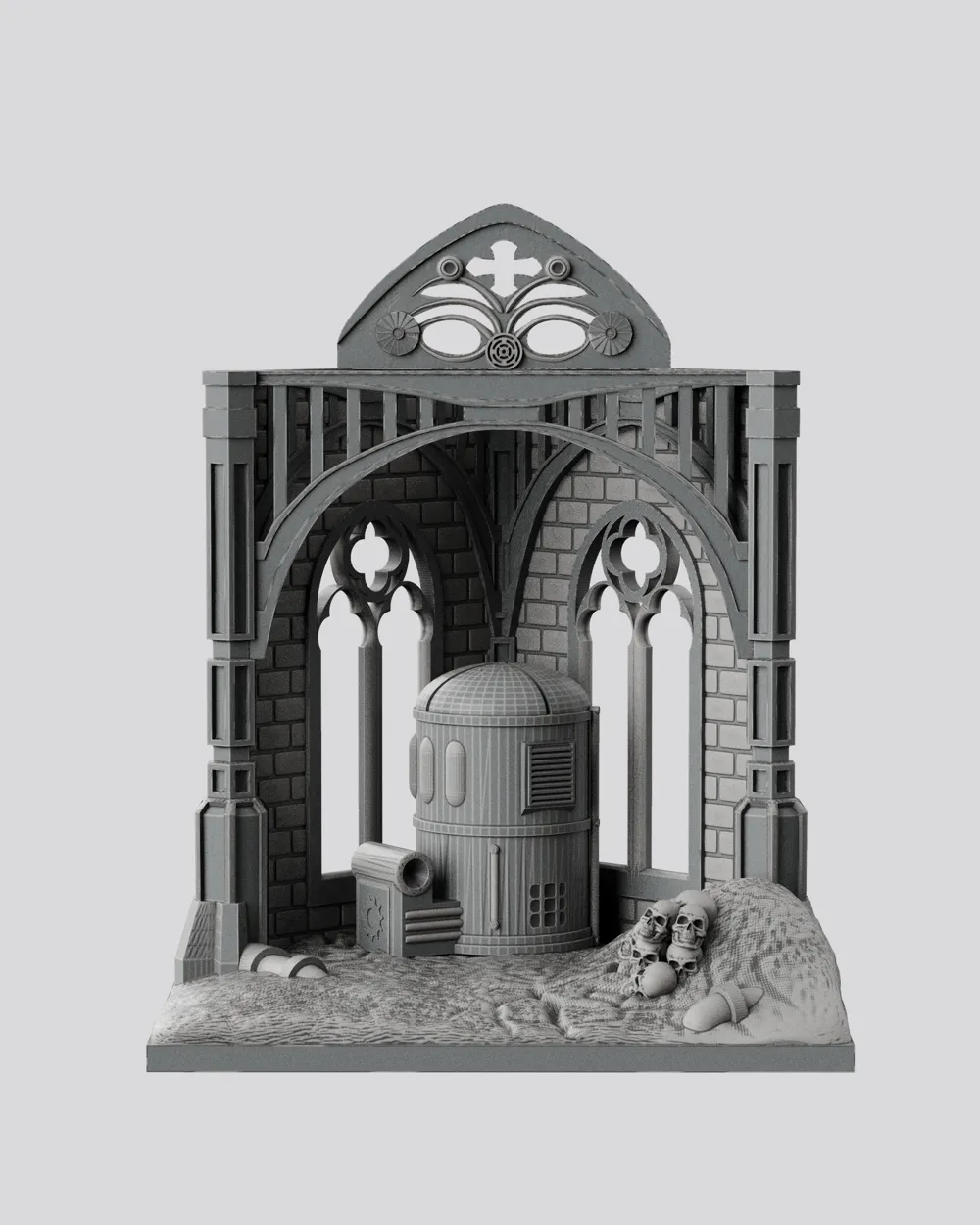 Gothic Space Cathedral Miniature Base - Free 3D Print Model - MakerWorld