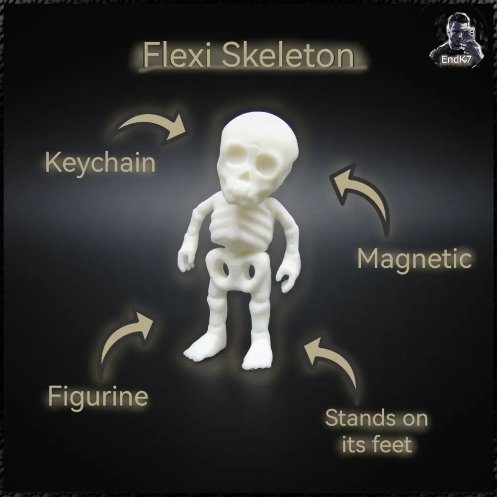 Flexi Skeleton - magnet - Keychain - Stand on feet - Free 3D Print Model - MakerWorld